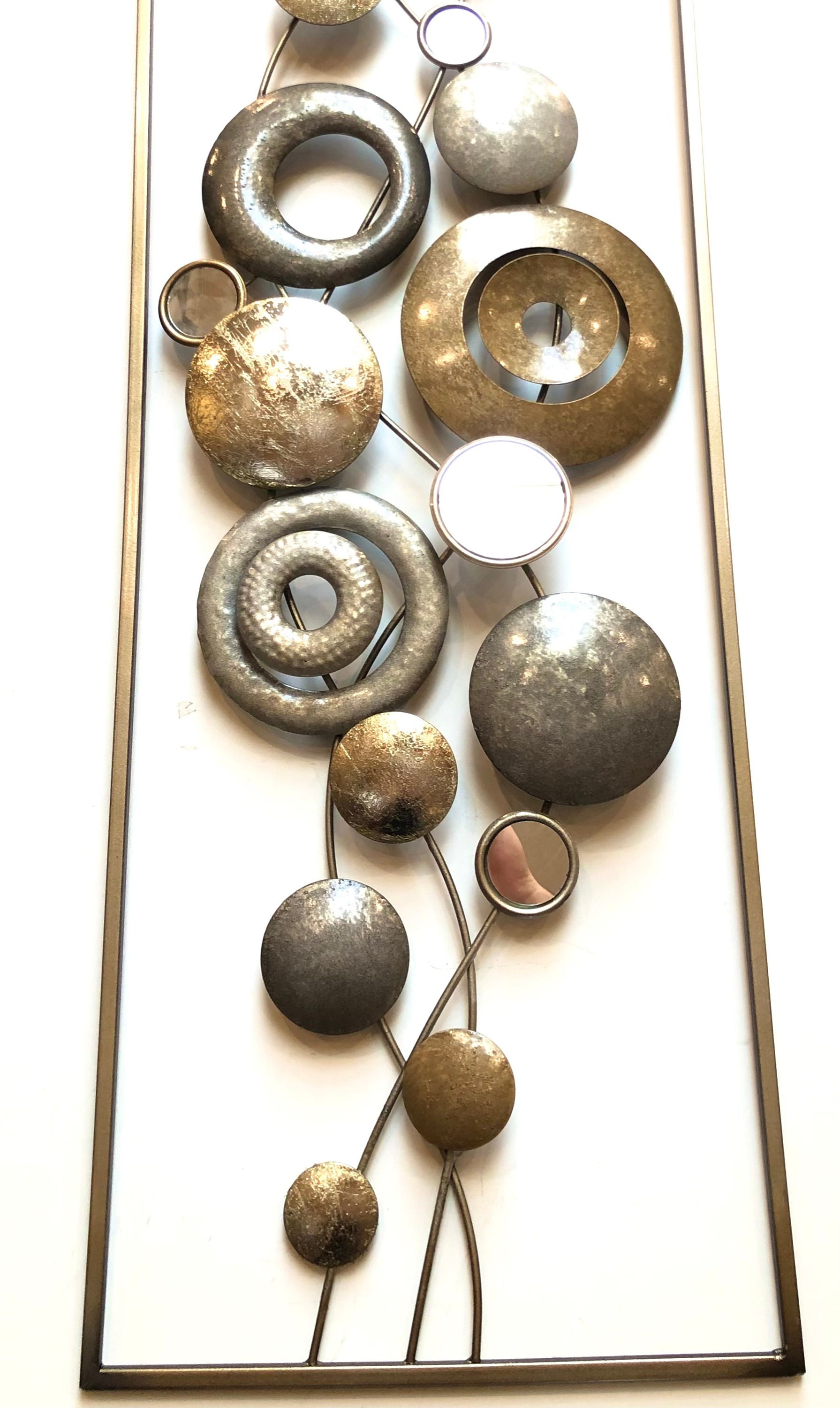 Wall Hanging Art Metal Framed Gold Silver Bronze Round Mirror - Etsy