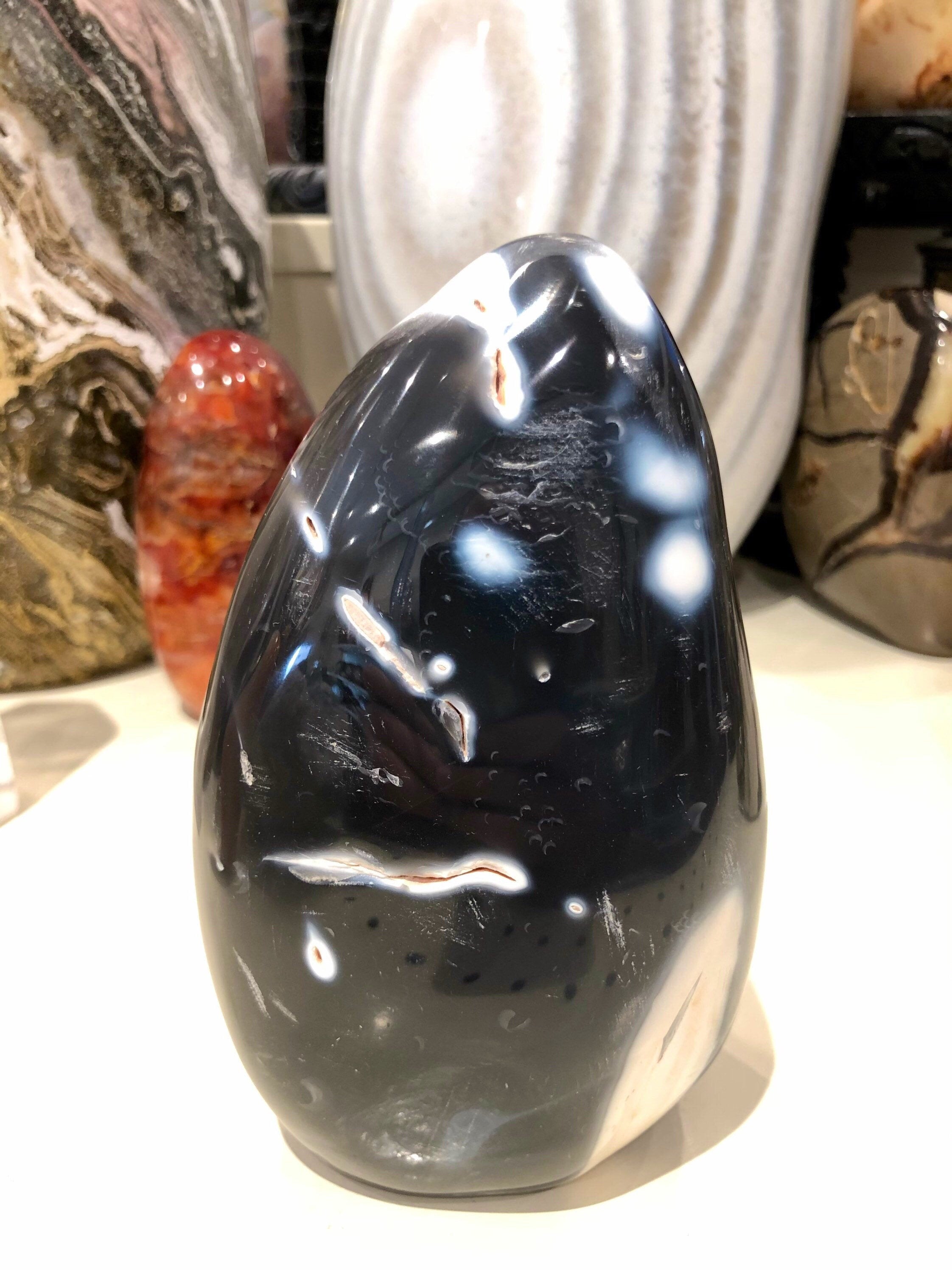 Orca Ocean Agate Stone Rock Free Standing Healing Crystals | Etsy