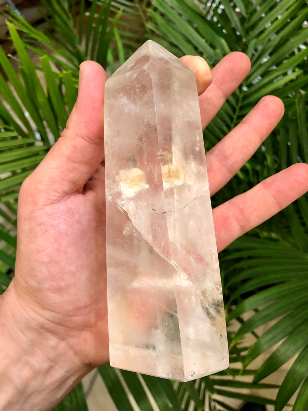 Clear Crystal Quartz Tower Rock Fossil Obelisk Hexagon Irregular Free ...