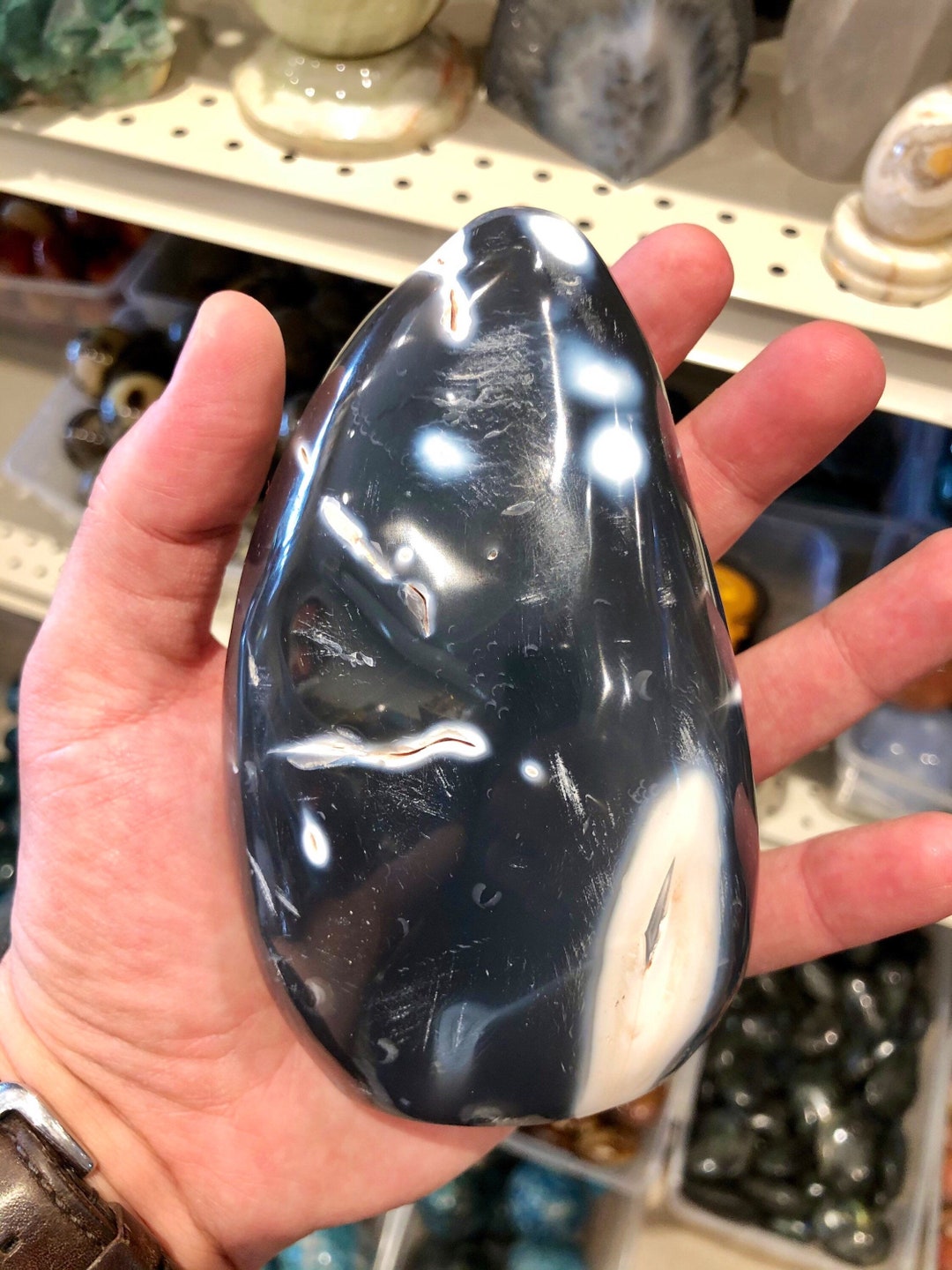 Orca Ocean Agate Stone Rock Free Standing Healing Crystals Yoga Reiki ...