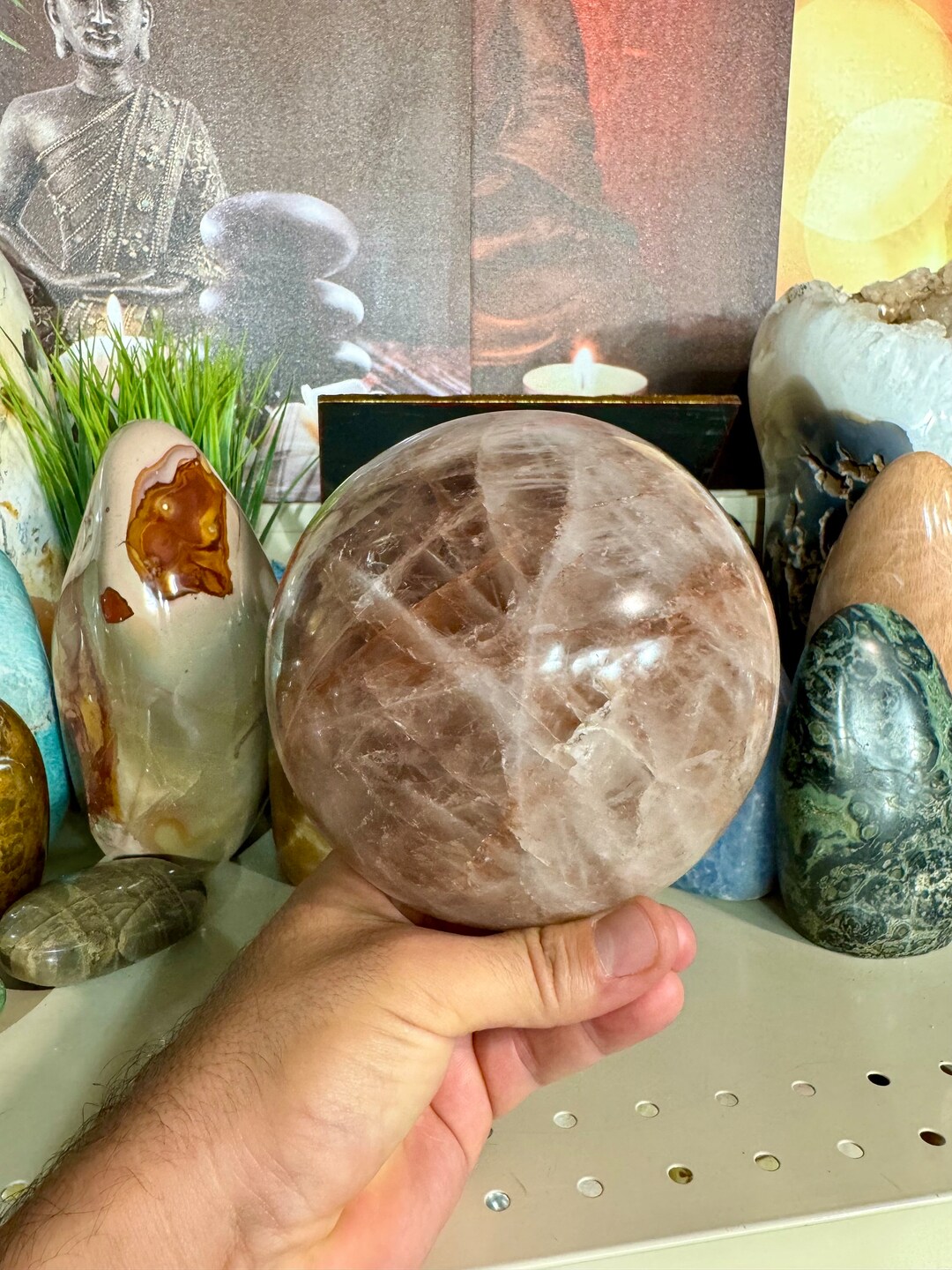 Large Natural Quartz Crystal Large Ball Sphere Healing Crystals Yoga ...