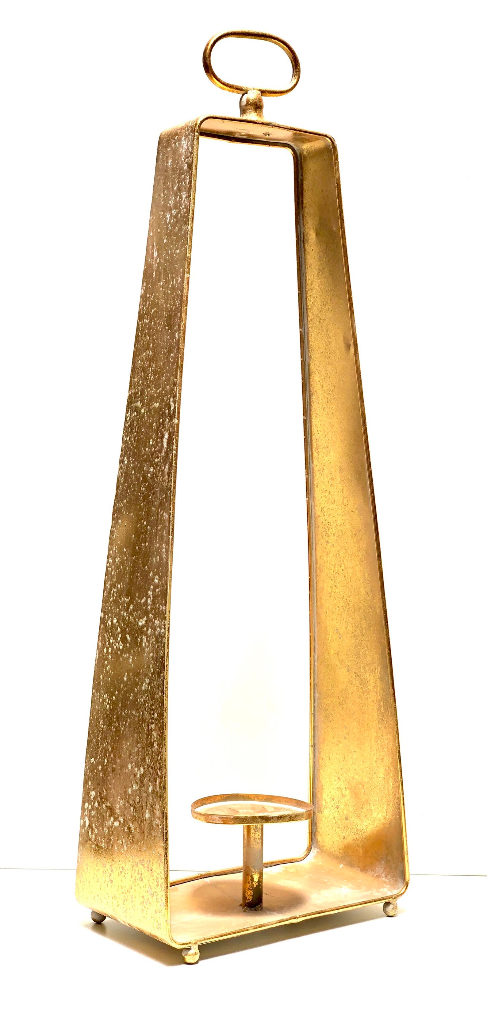 Tall Lantern Candle Holder Set French Medieval Style Trapezoid Gold ...