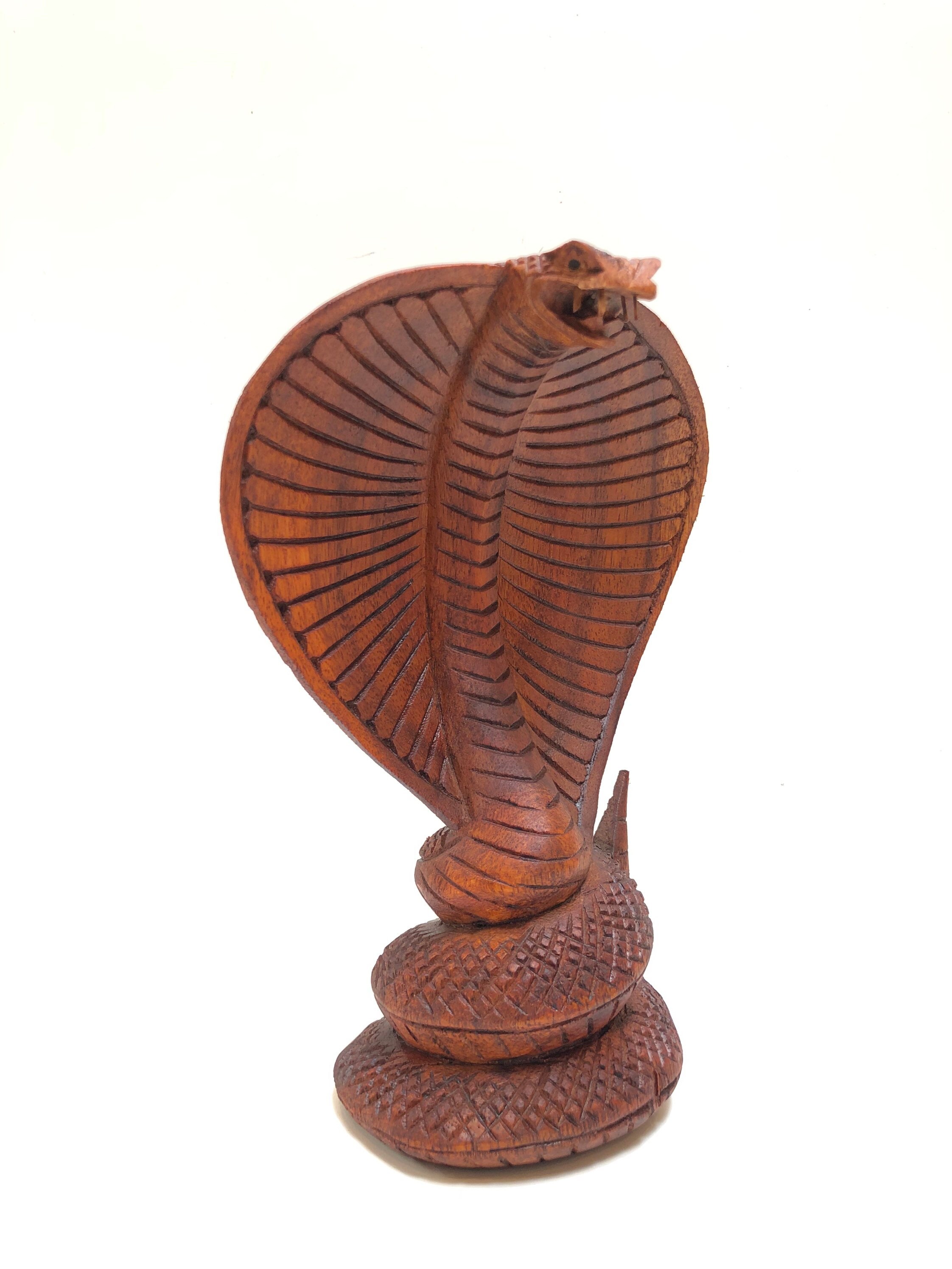 Wooden Cobra Statue Hand Carved Solid Heavy Wood 8 - Etsy