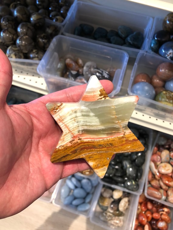 Marble Star Carved Natural Stone Crystal Carved Decor Paper | Etsy