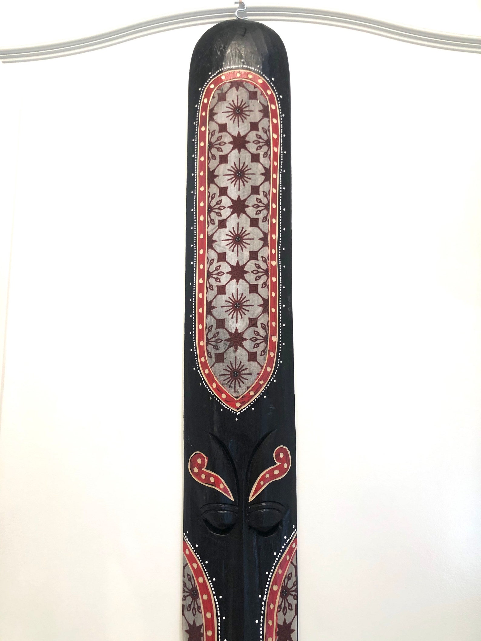 Wooden Tribal Long Mask Black Hand Carved With Batik Details - Etsy