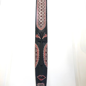 Wooden Tribal Long Mask Black Hand Carved With Batik Details Wall Art ...