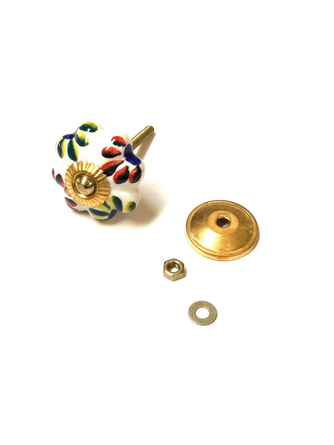 Cabinet Knobs Spanish Flower Colorful Red Green Style Ceramic ...