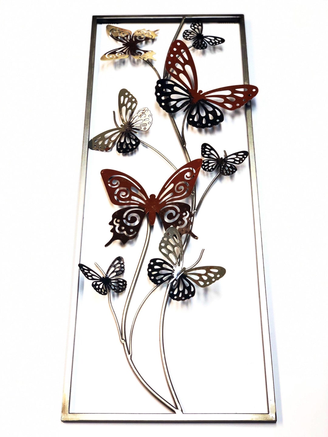 Wall Hanging Art Metal Frame Butterfly Mariposas 29 X 11 - Etsy