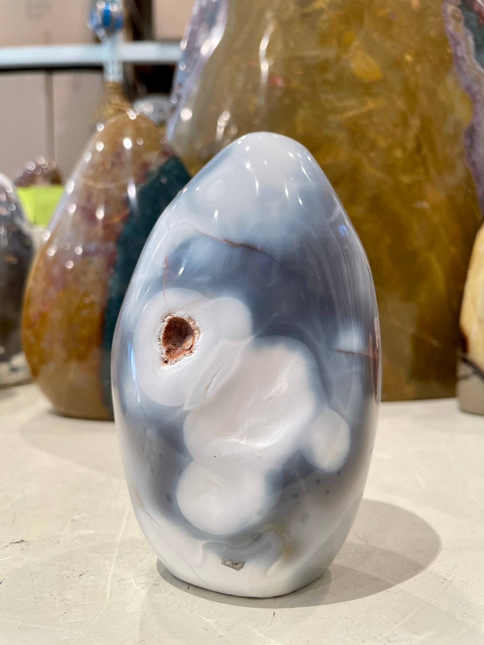 Orca Ocean Agate Stone Rock Free Standing Healing Crystals Yoga Reiki ...