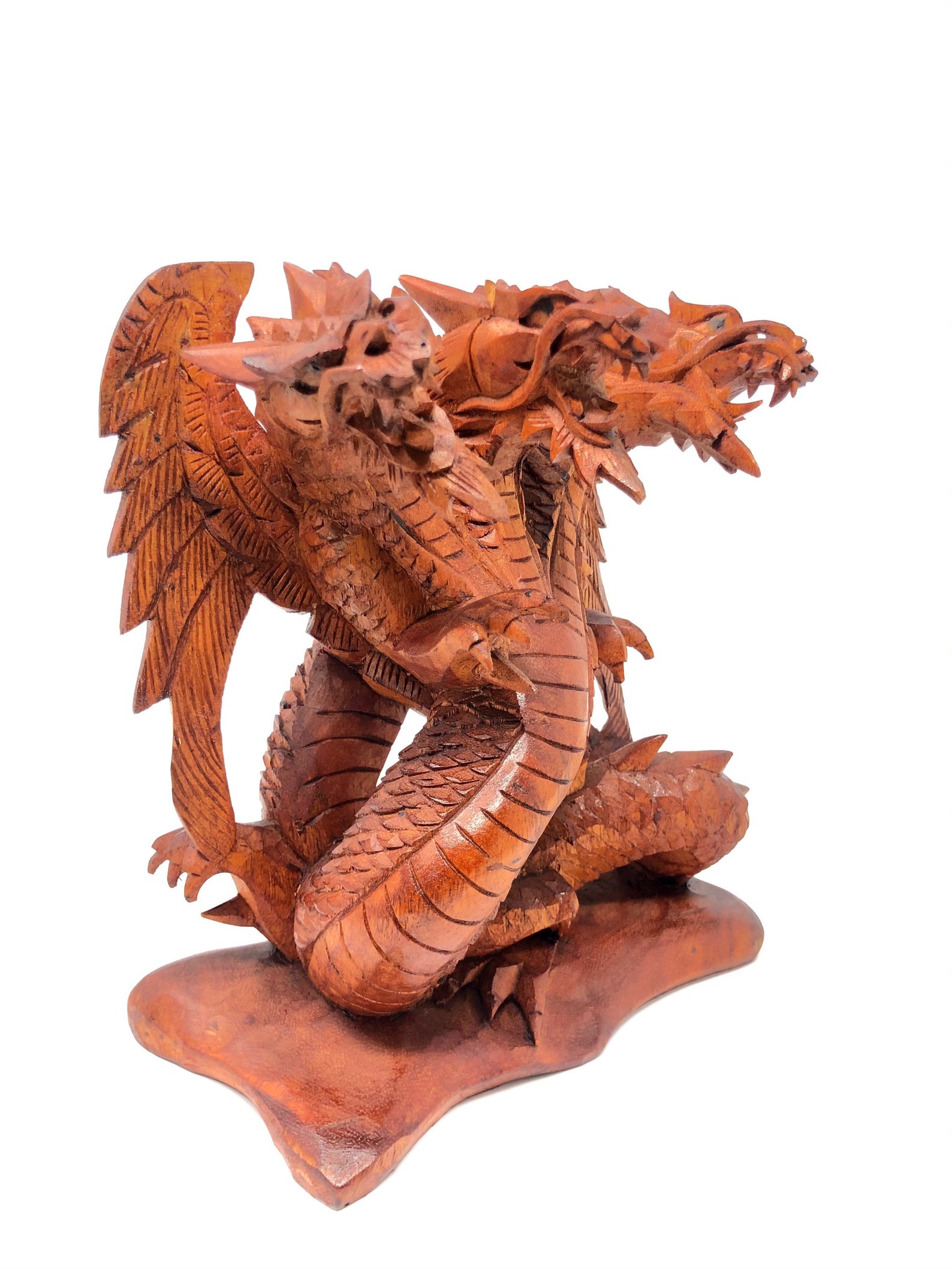 Wooden Large 3 Headed Dragon Statue Hand Carved Solid Heavy - Etsy