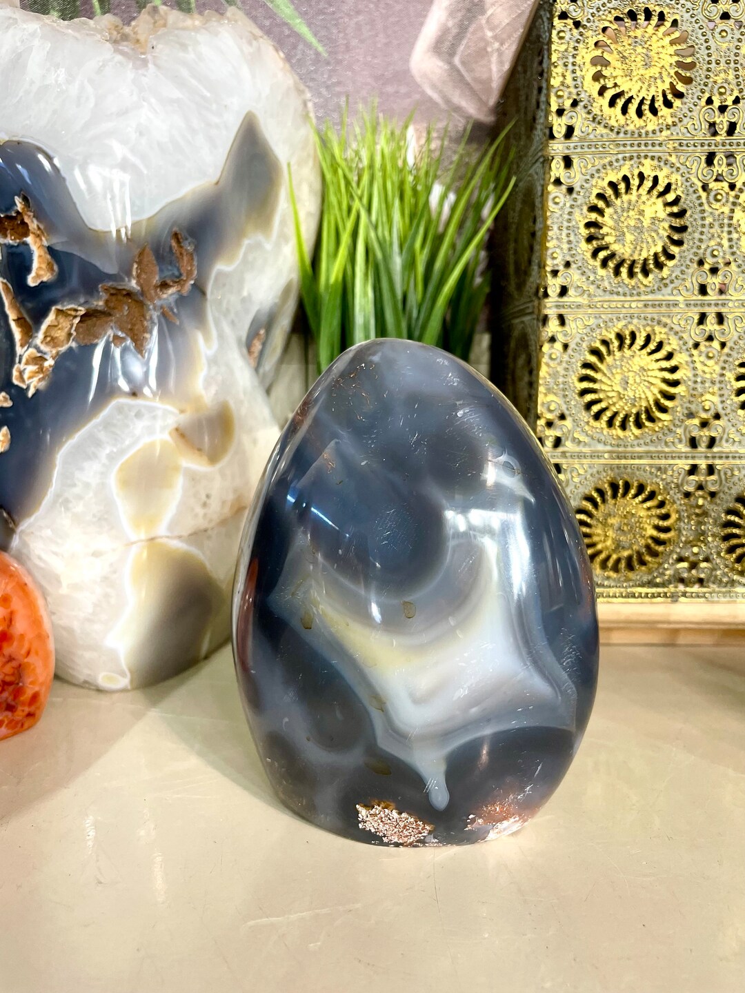 Orca Ocean Agate Stone Semi Polished Rock Healing Crystals Yoga Reiki ...