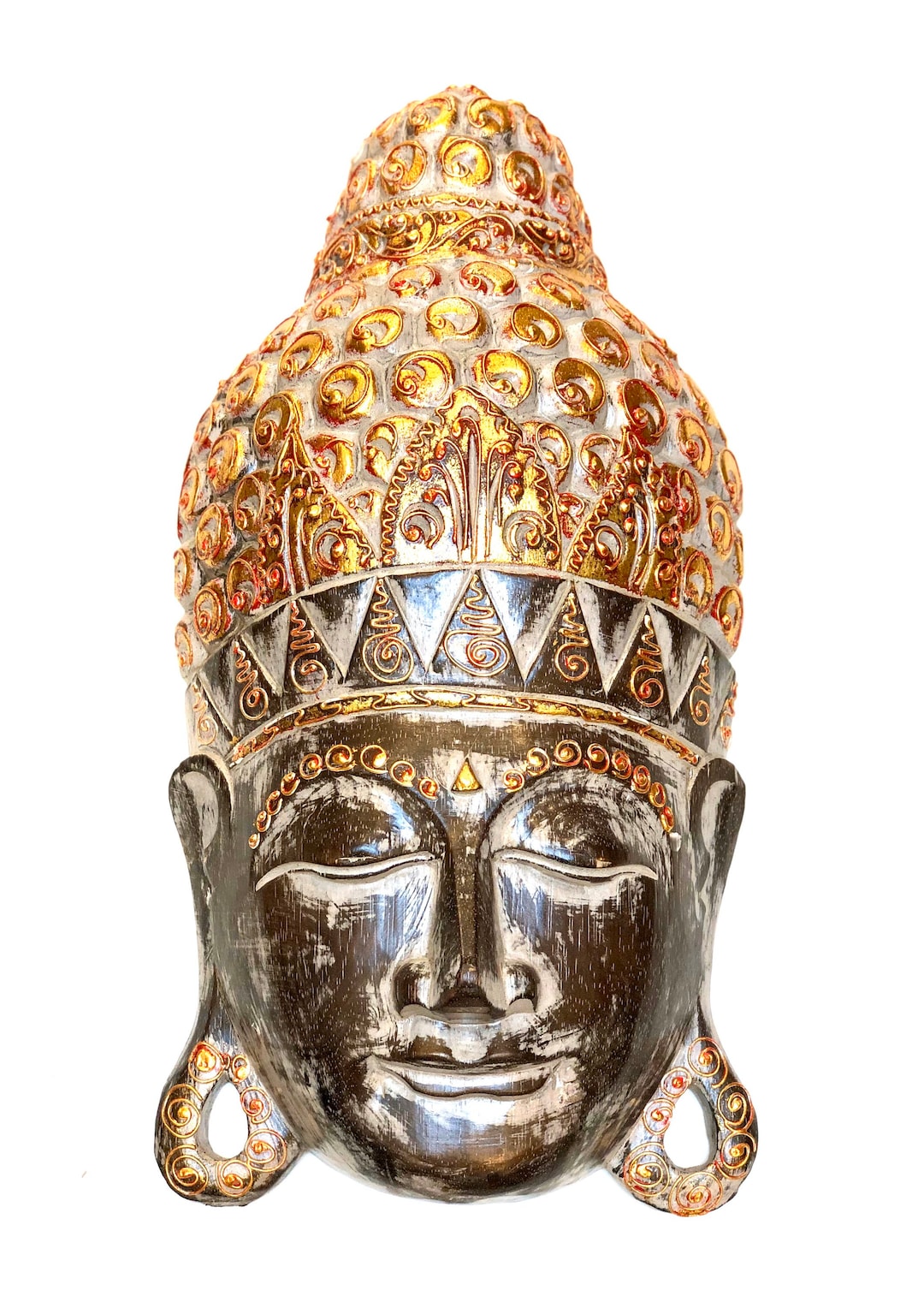 Large Mask Wall Art Buddha Face Carved Wood Brown - Etsy