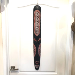 Wooden Tribal Long Mask Black Hand Carved With Batik Details Wall Art ...