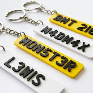 Custom 3D Number Plate Keyring, Personalised Name Keyring, Registration ...
