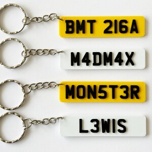 Custom 3D Number Plate Keyring, Personalised Name Keyring, Registration ...