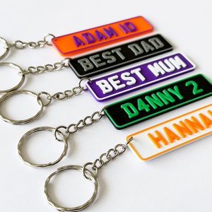Colourful Custom 3D Numberplate Keyring, Personalised Name Keyring ...