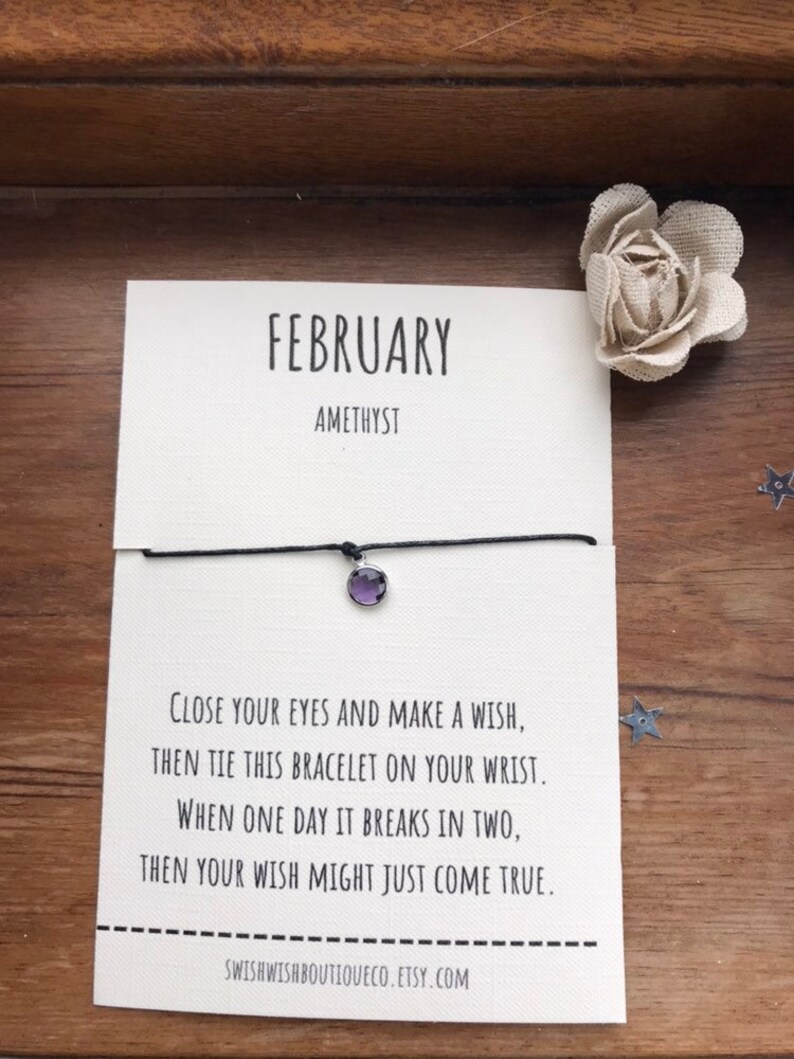 February Birth Stone Bracelet/ February Birthday Wish | Etsy