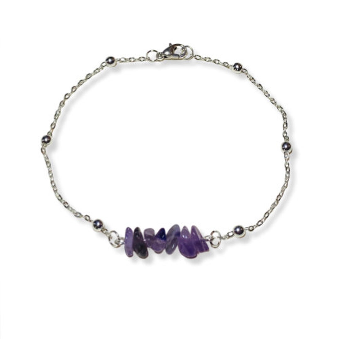 Amethyst Bracelet/ Amethyst Gem Chip Bracelet/ Crystal - Etsy UK