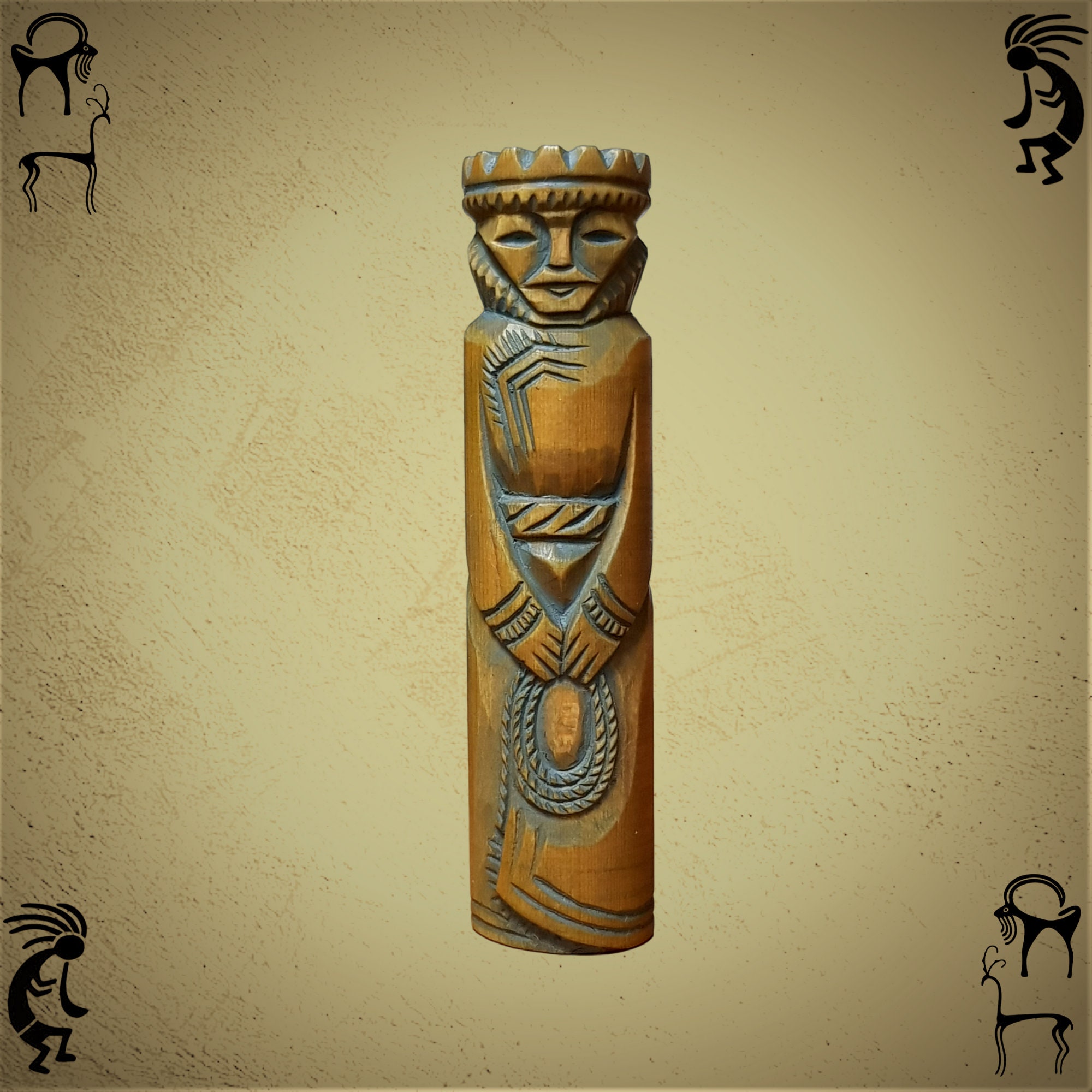 Sculpture Decorative Hand Carved Siberian Cedar Wood Figure Traditional ...