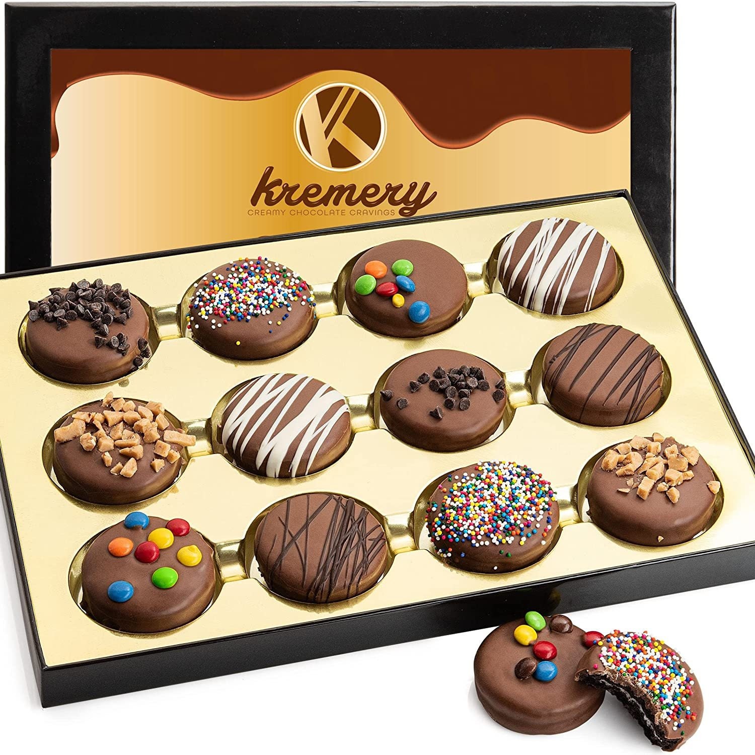 Chocolate Covered Sandwich Cookies Gift Basket Bakery Dessert Box (12 ...