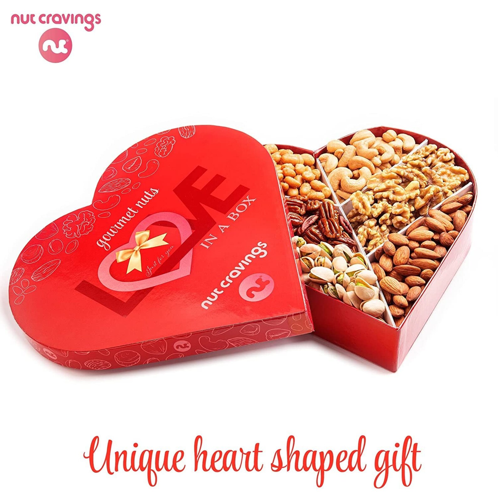 Indulge in Love: Gourmet Nuts Gift Basket Heart-shaped Premium Platter ...