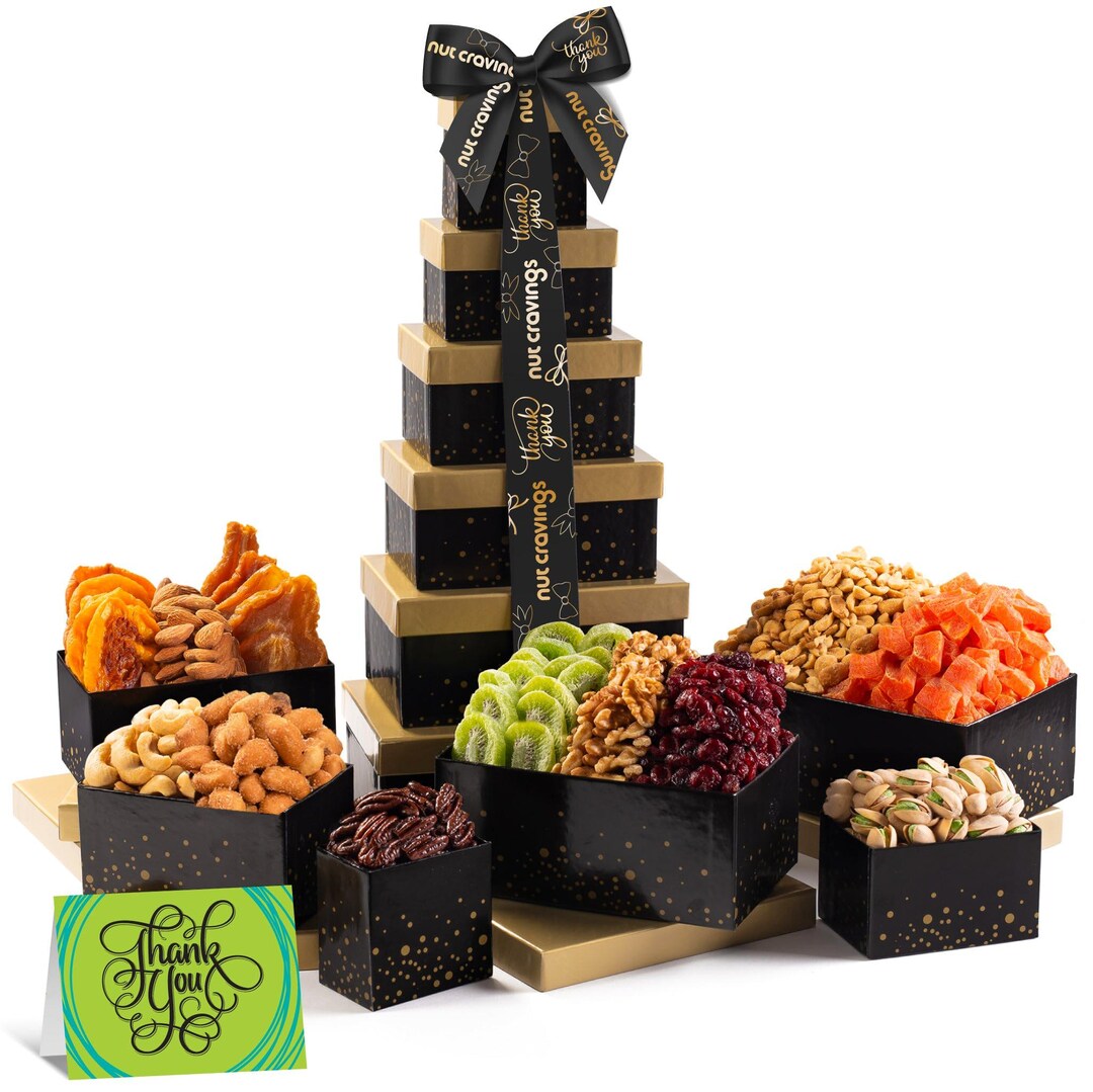 Thank You Gift Tower, Gourmet Nuts and Dried Fruits Assortments (12) - Etsy