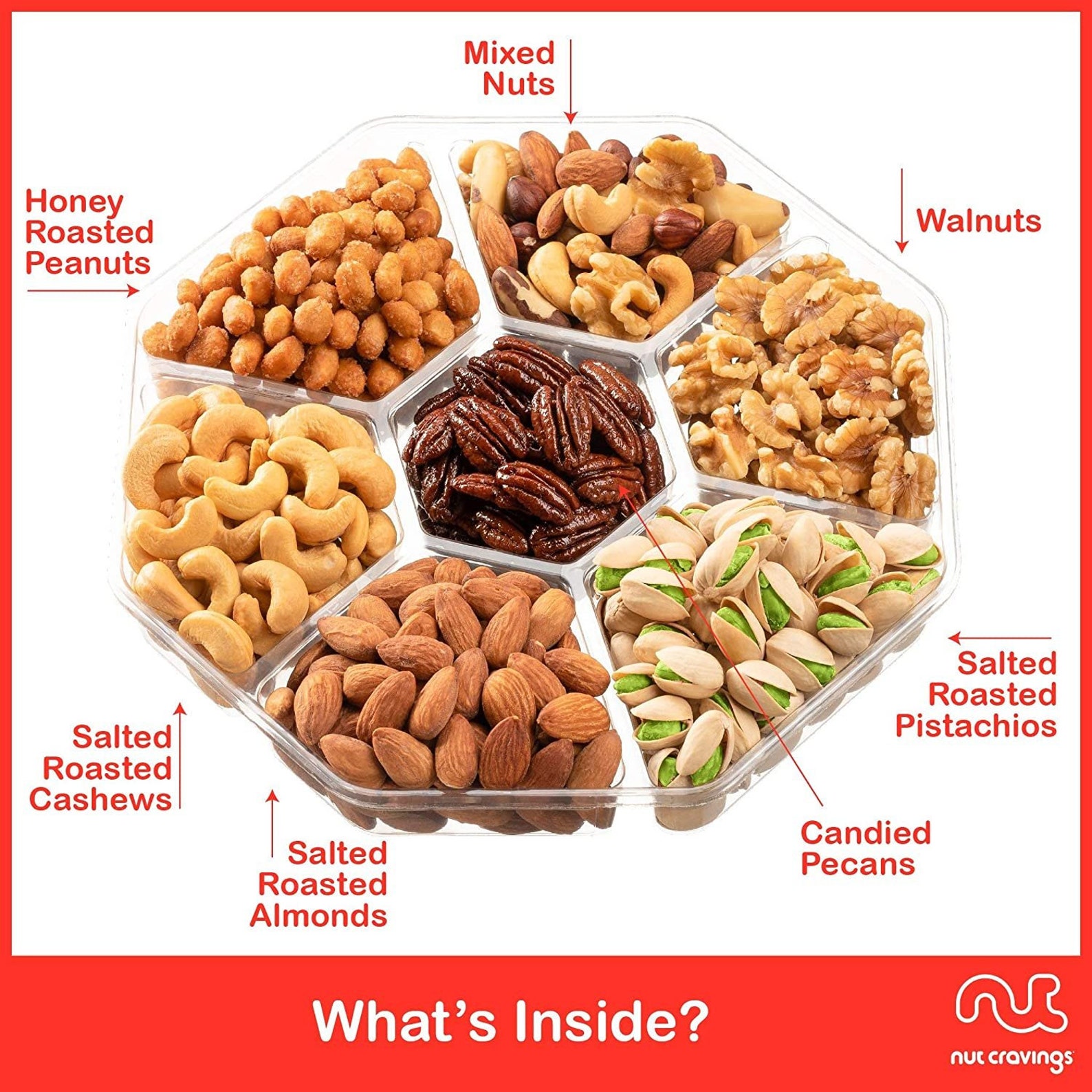 Delightful Holiday Treat: Red Gold Mixed Nuts Gift Basket - Etsy