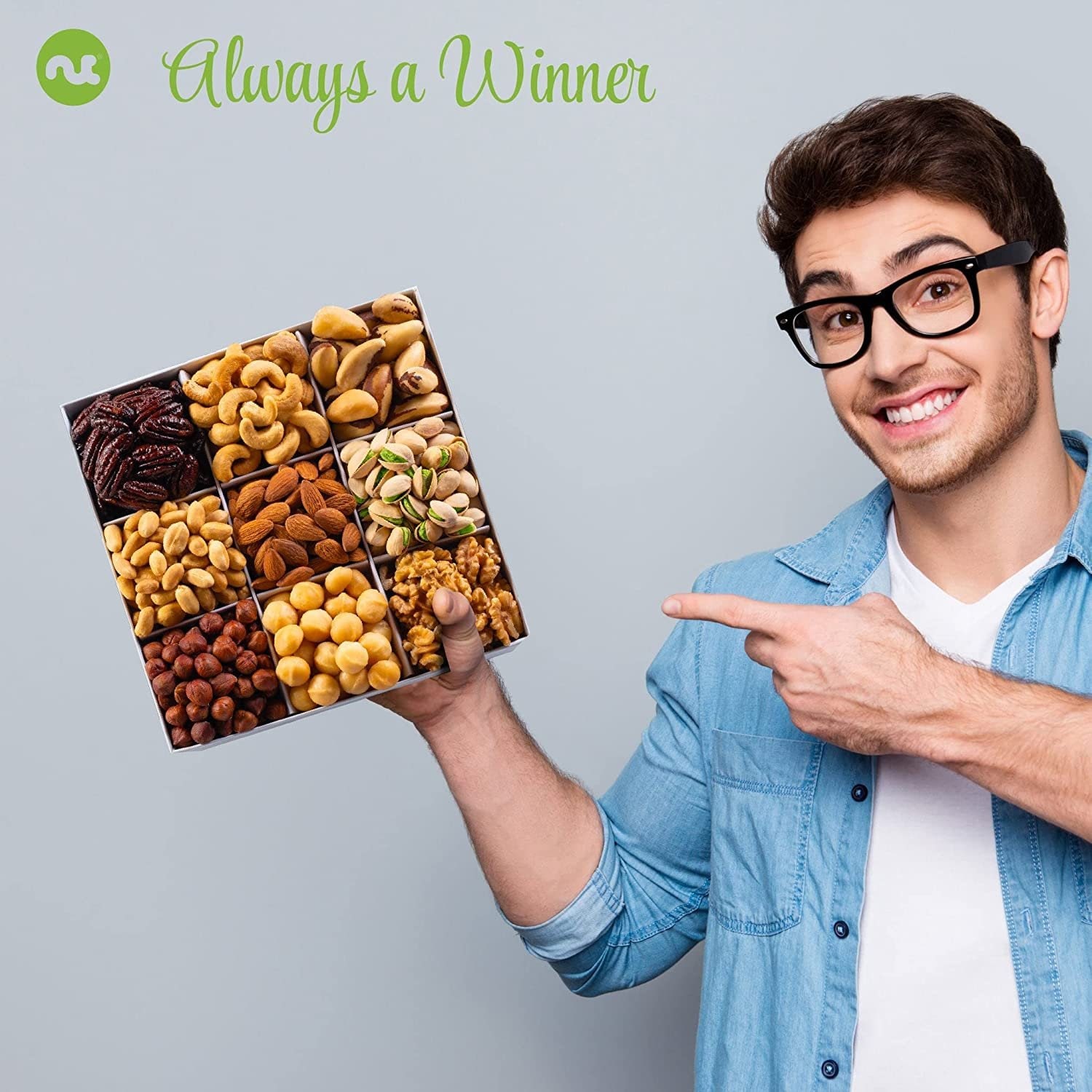 Delightful Assortment of Mixed Nuts in Elegant White Gold Box - Perfect ...