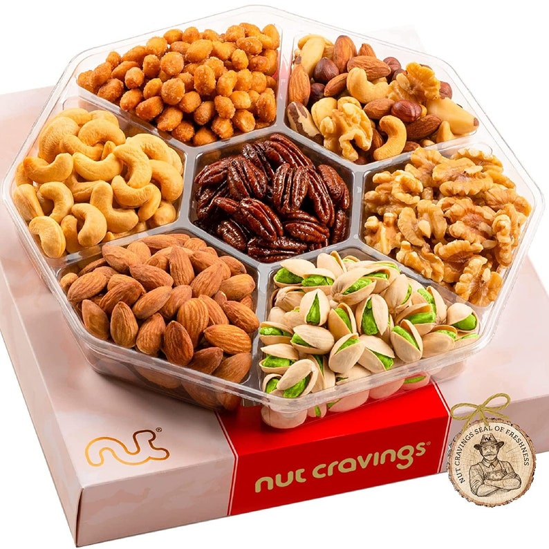 Delightful Holiday Treat: Red Gold Mixed Nuts Gift Basket - Etsy