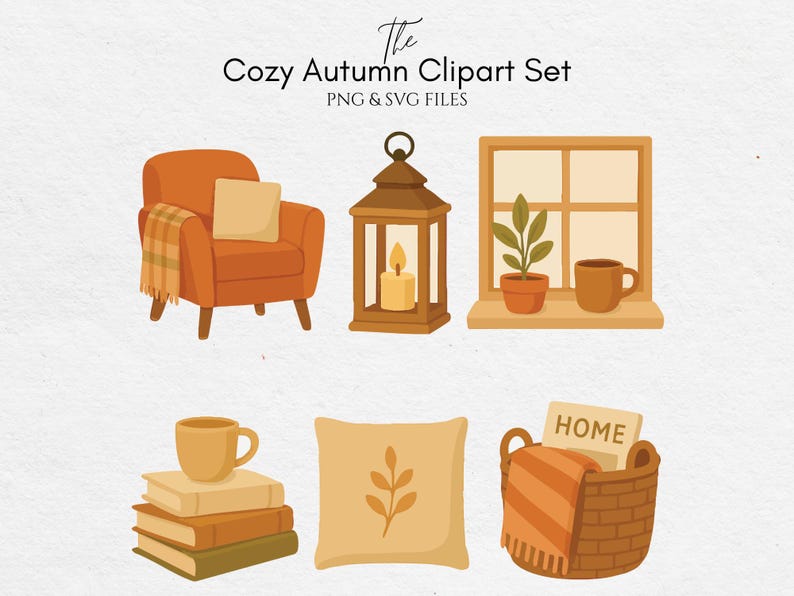 Cozy Autumn Clipart Set – PNG / SVG Files – Warm Autumn Animals, Coffee ...
