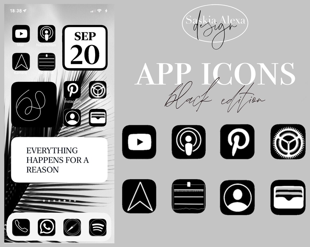 App Icons / Cover / Widget / Homescreen Aesthetic Bundle Black for ...