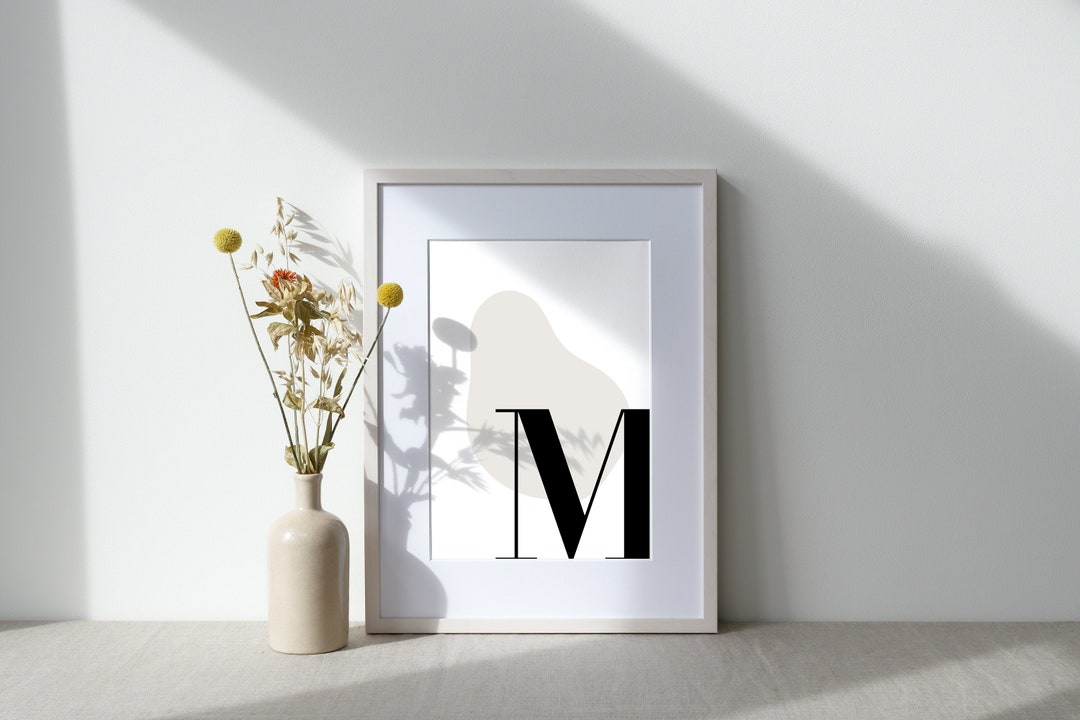 Letter M Printable Initial Art Poster Wallart Letter M Typography ...