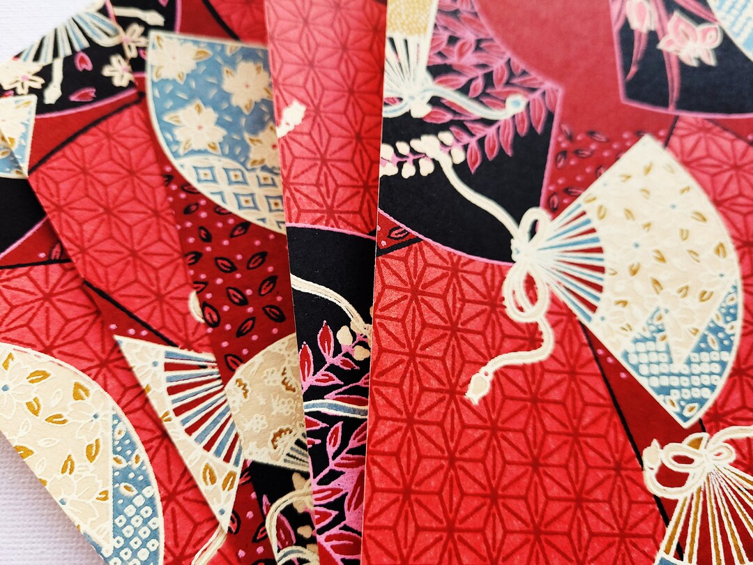 MUL013 Multicolour Japanese Fan Origami Paper, Washi Chiyogami or Yuzen ...