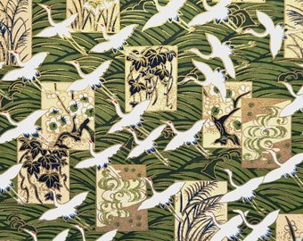 Dark Green Japan Origami Paper / Gold Foil Paper/ Yuzen Chiyogami ...