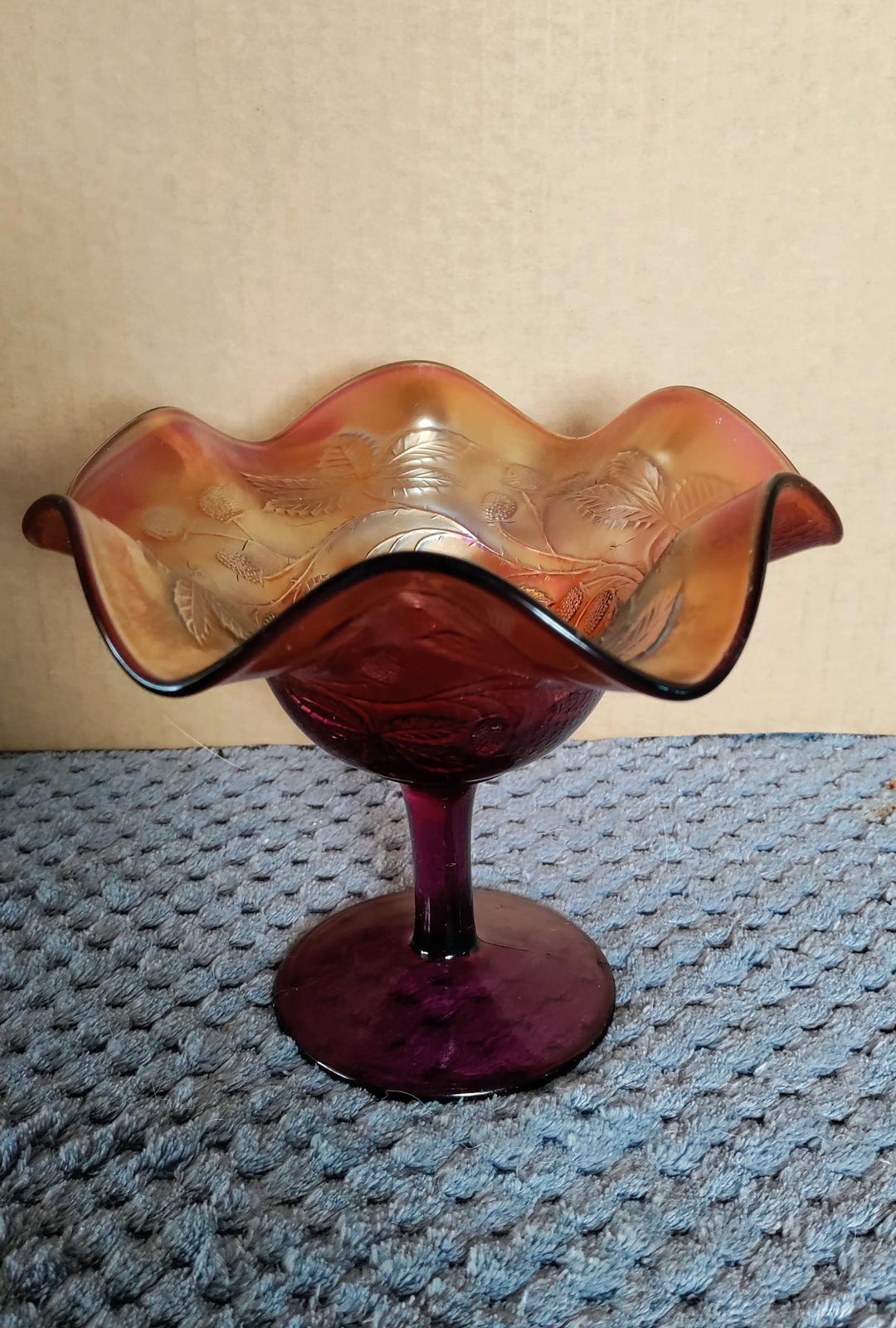 Fenton Antique Blackberry Bramble Purple Amethyst Carnival Glass ...