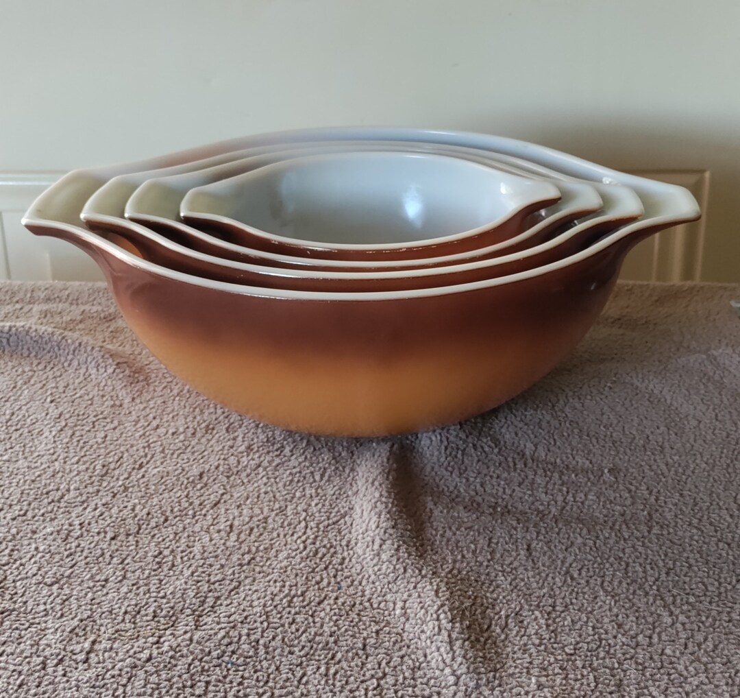 Pyrex Old Orchard Cinderella Mixing Bowls 441, 442, 443, 444 (4-piece ...