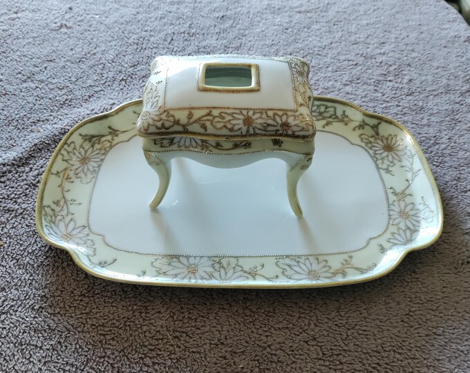 Antique Nippon Japan Morimura Porcelain China Vanity Hairy Receiver and ...