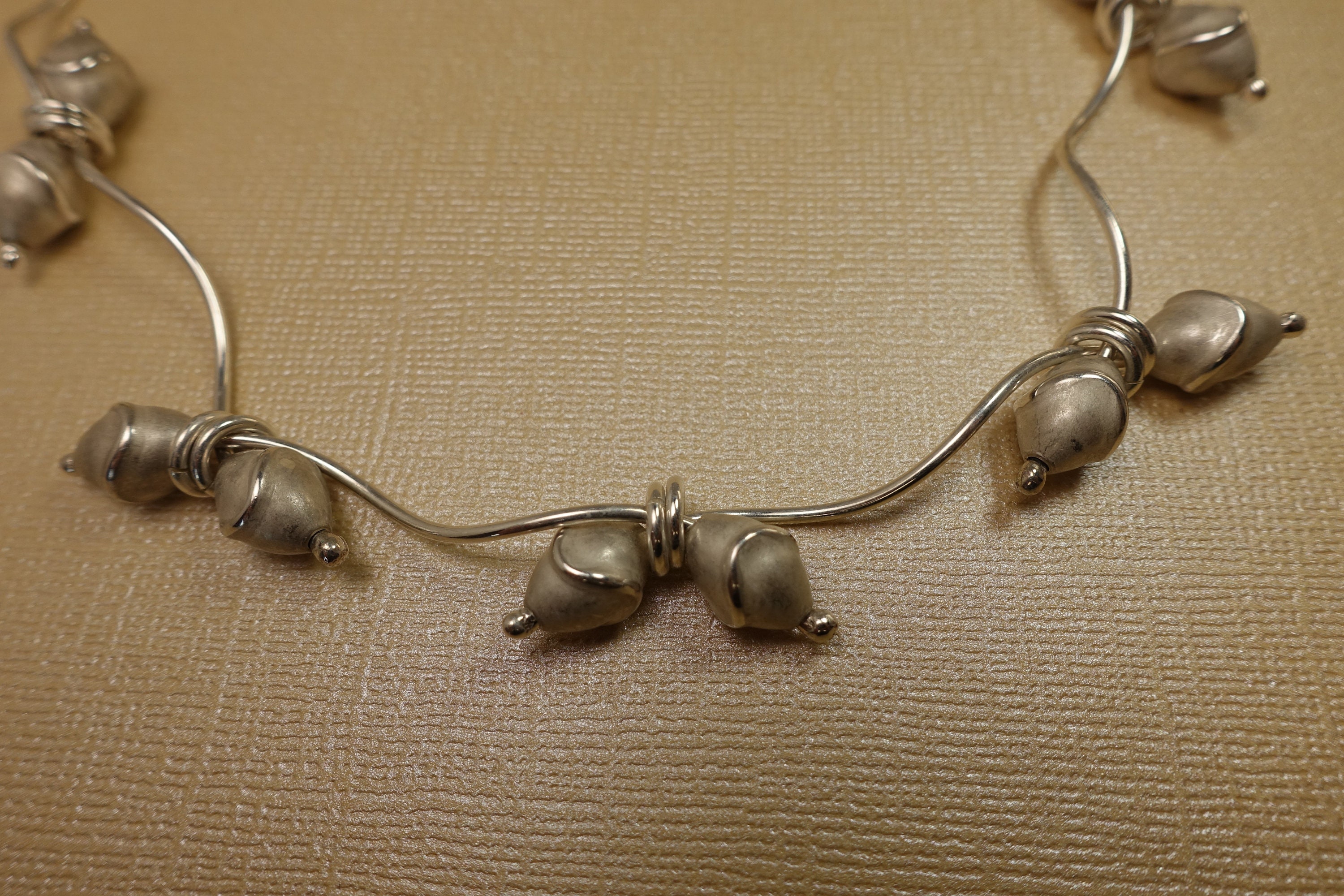 Dainty Chain Silver Bar Chain-link Silver Acorn Charm Choker Necklace ...