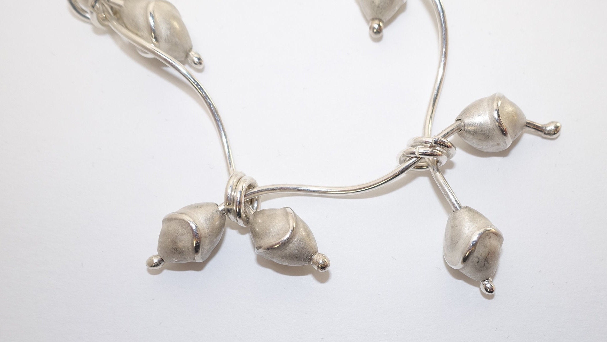 Dainty Chain Silver Bar Chain-link Silver Acorn Charm Choker Necklace ...