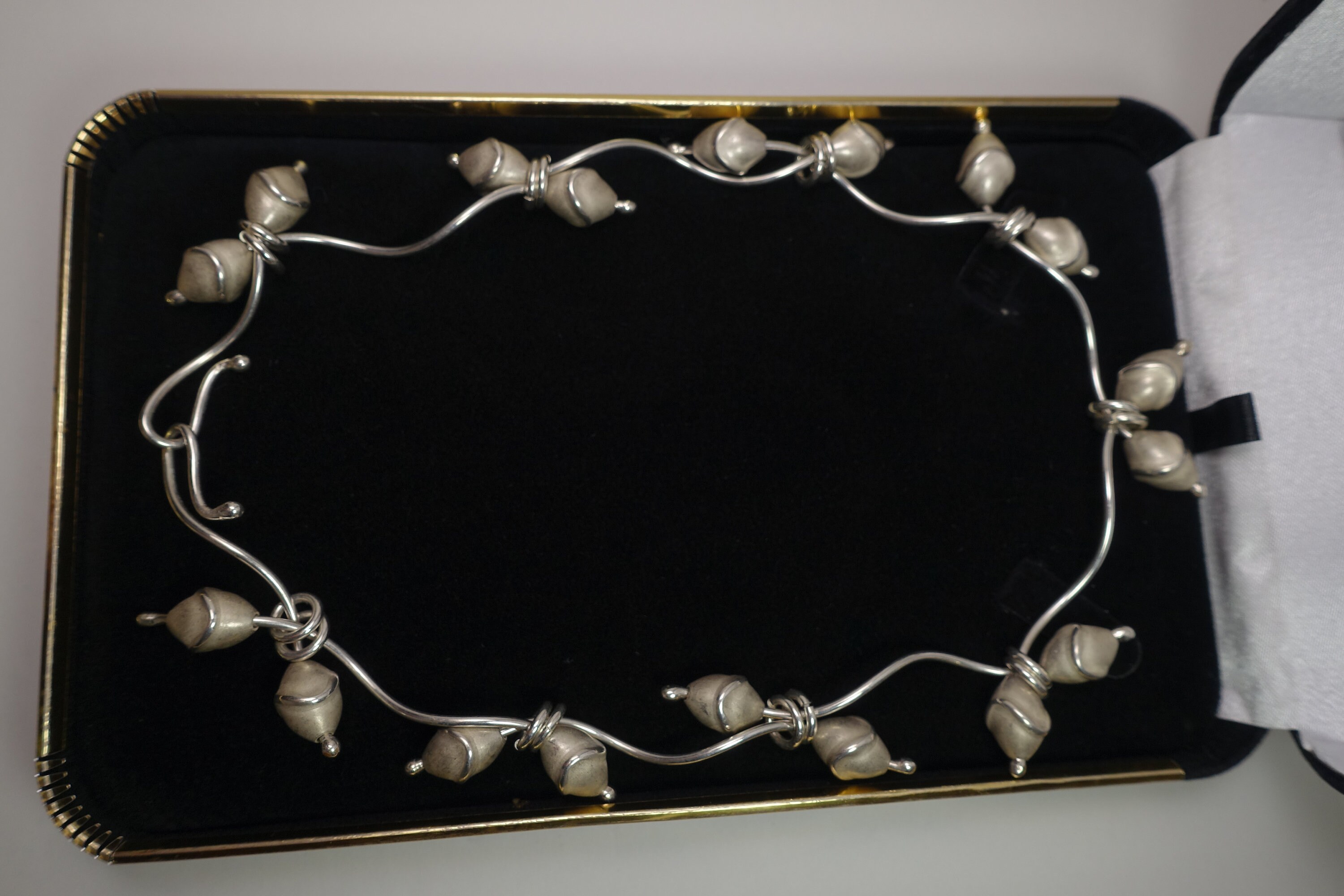 Dainty Chain Silver Bar Chain-link Silver Acorn Charm Choker Necklace ...