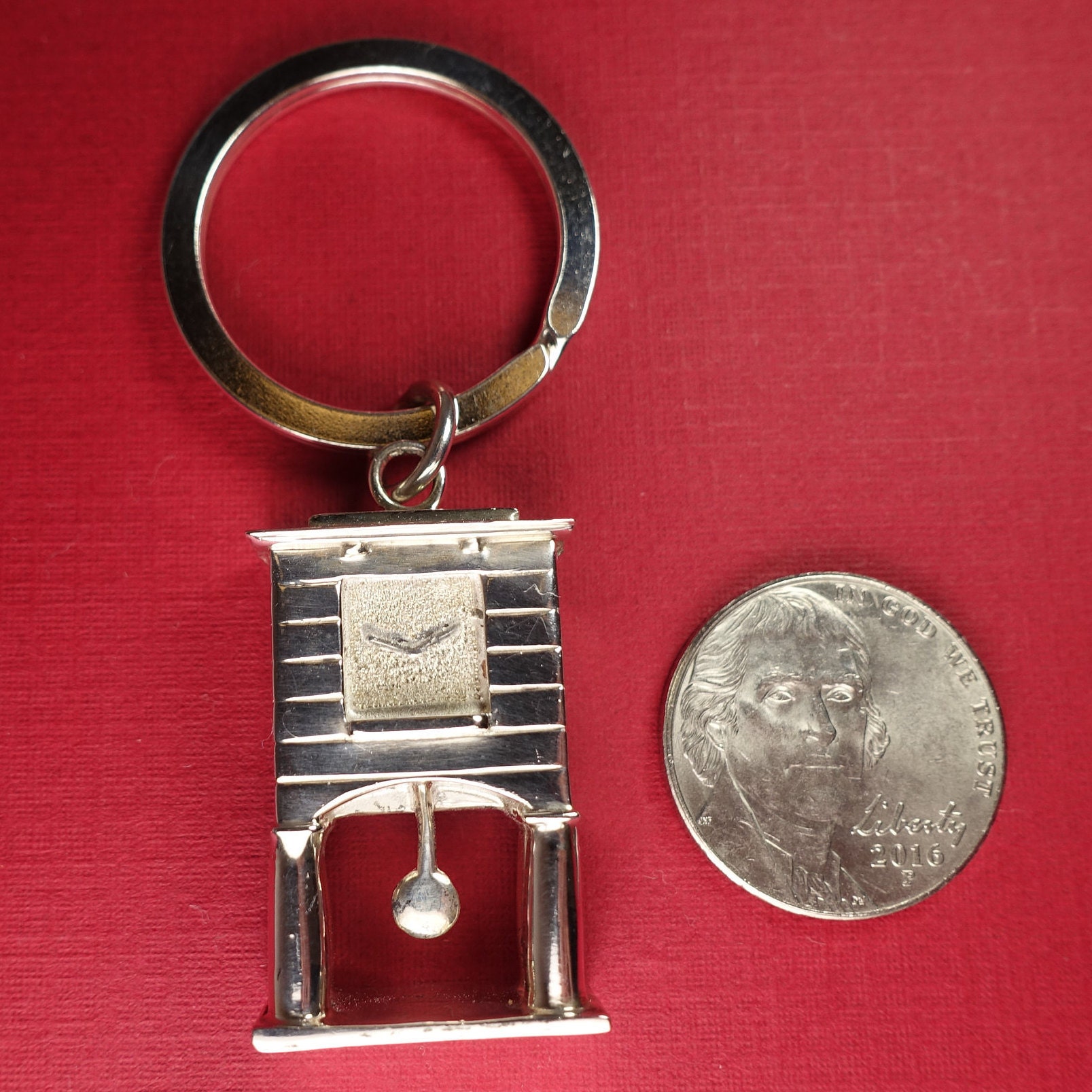 Mantel Pendulum Clock Silver Keychain Keyring by Michael - Etsy