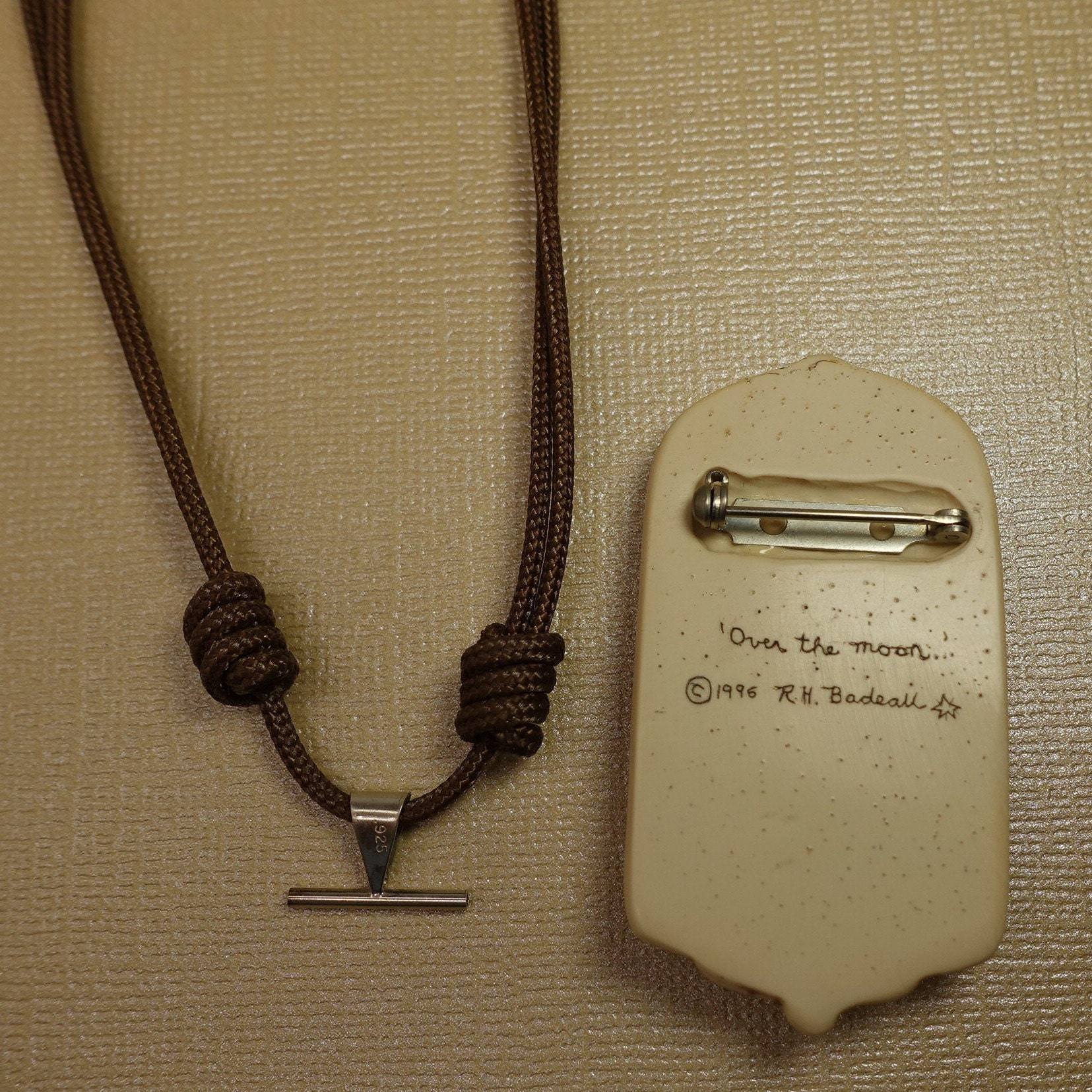 Cow Jumping Over the Moon Pendant Brooch Pin Scrimshaw Technique by ...