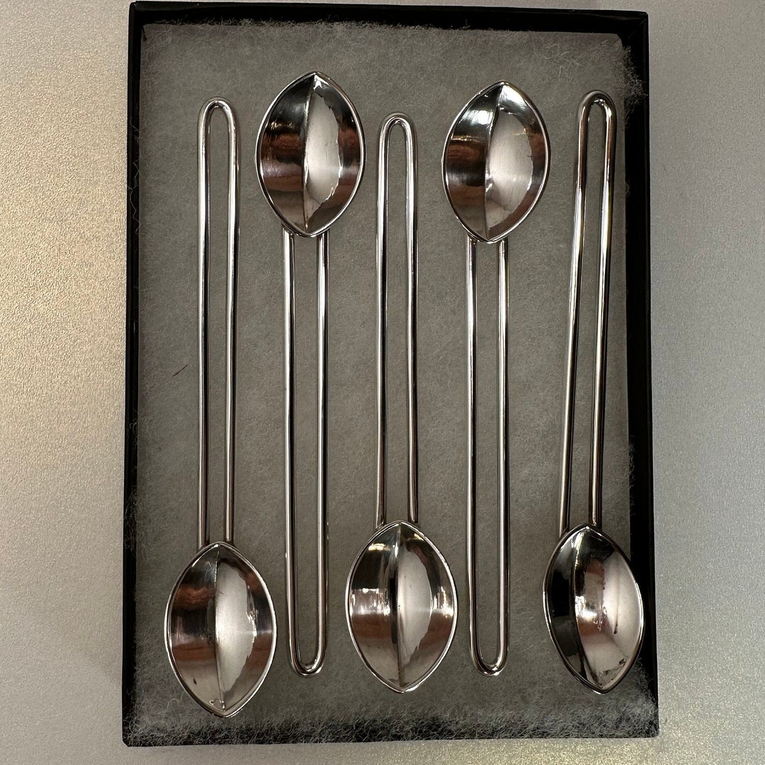 Set of 5 Demitasse Spoons Sugar Spoons Sterling Silver Hand-crafted by ...