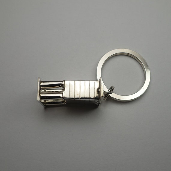 Mantel Pendulum Clock Silver Keychain Keyring by Mich… - Gem