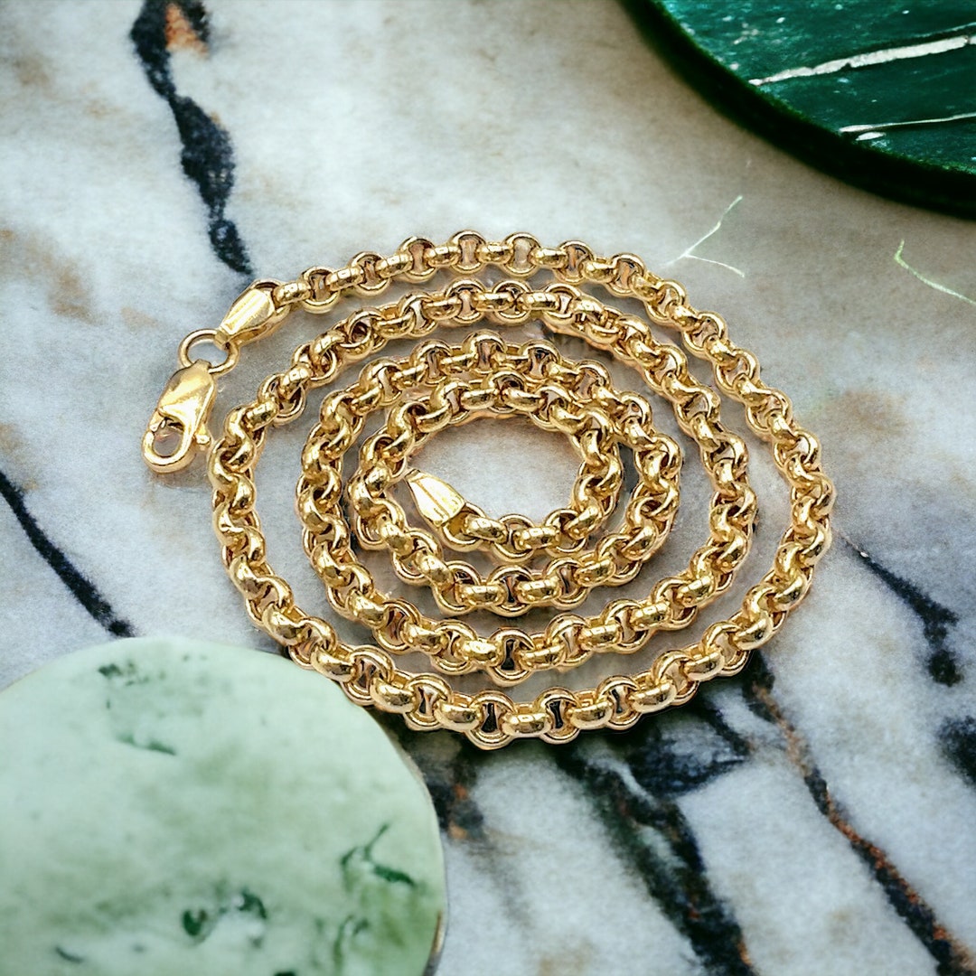 14k Yellow Gold 5mm Rolo Chain - Etsy