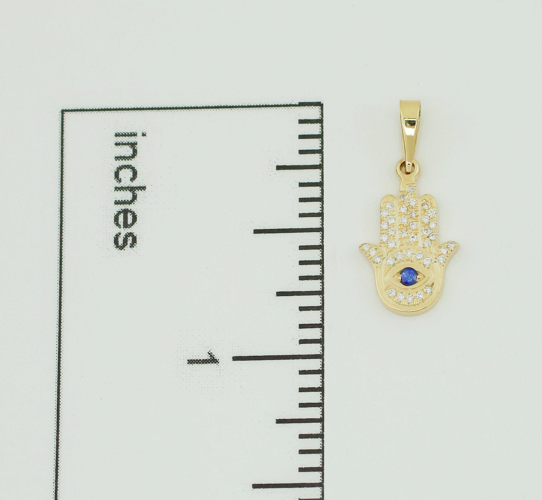 14K Yellow Gold Diamond Hamsa Pendant Jewish Gold Pendant | Etsy