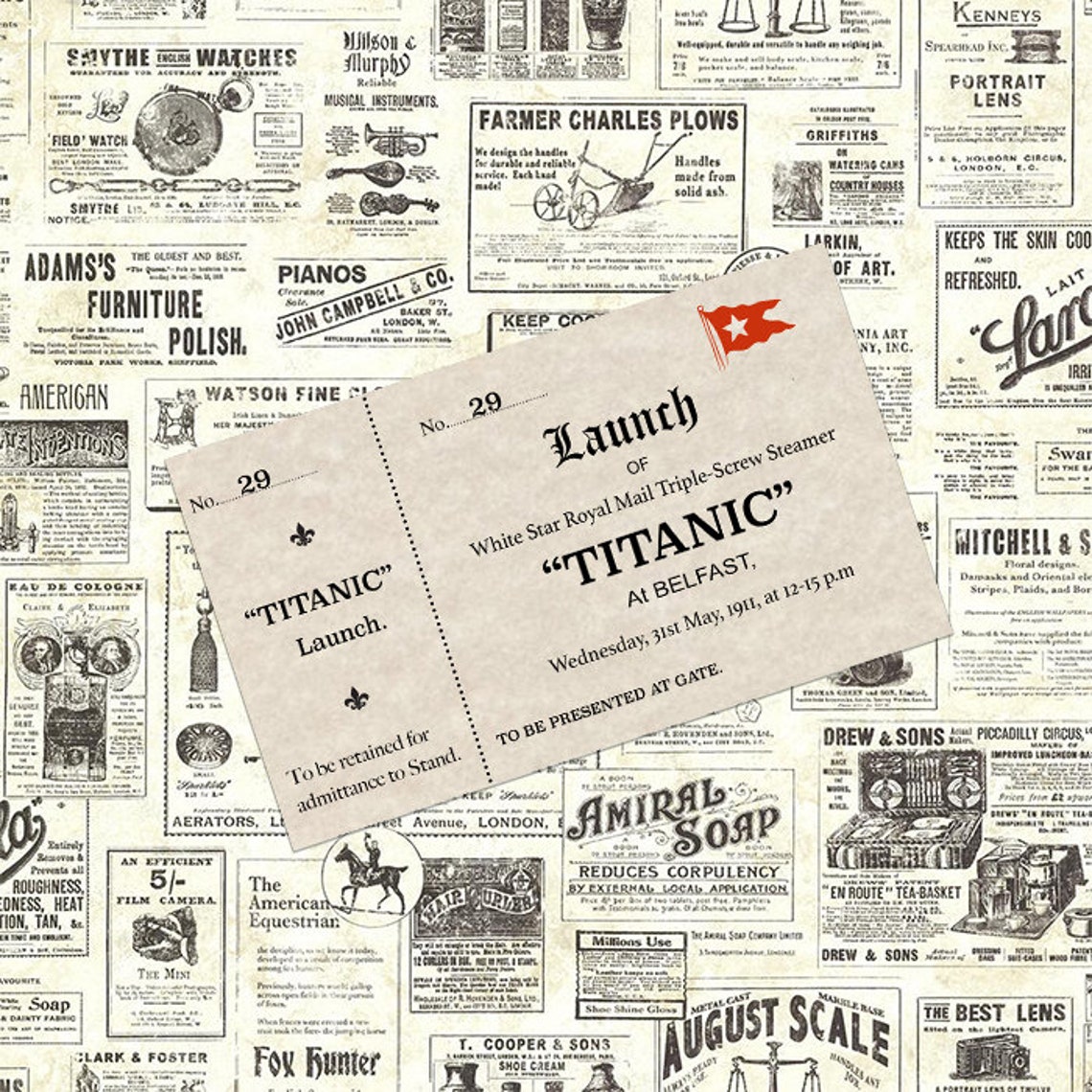 Personalised Titanic Launch Ticket Reproduction Titanic Gift | Etsy