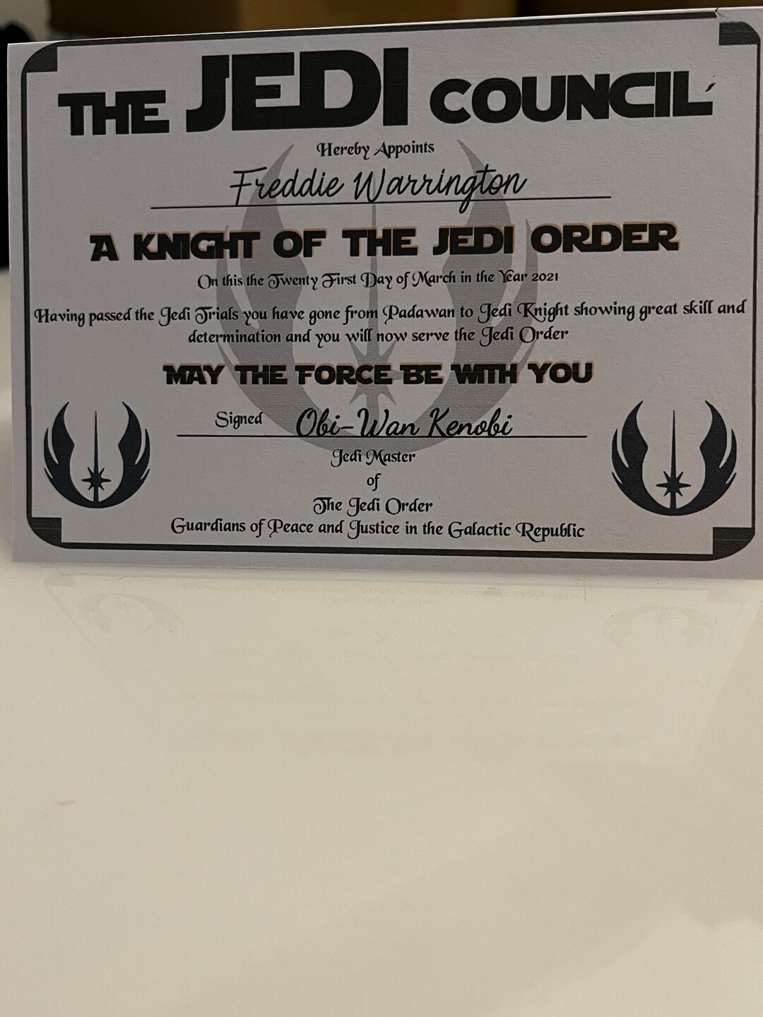 Personalised Jedi Birthday Card Jedi Knight Card - Etsy