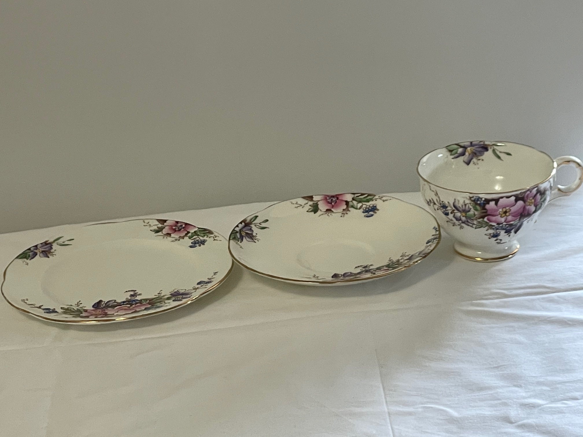 Melba Floral Bone China Trio Made in England - Etsy Australia