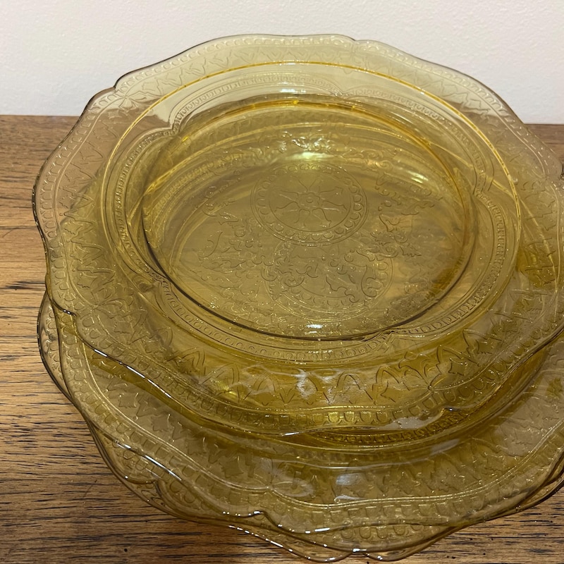 Dishes Yellow Glass - Etsy UK